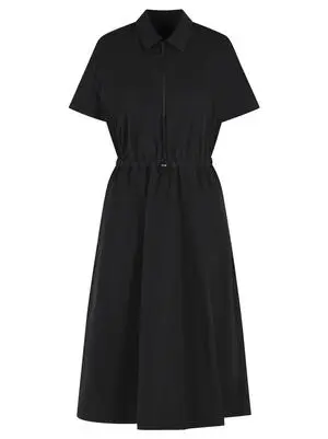 Moncler Midi Polyamide Dress With Drawstring Waist - Black