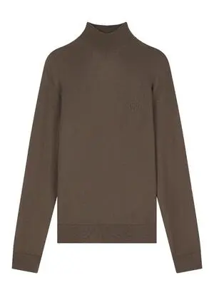 Giorgio Armani Slim Fit Virgin Wool High Neck Sweater - Brown