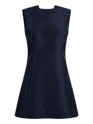 Balenciaga Wool Mini Dress With Button Detail - Blue