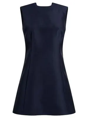 Balenciaga Wool Mini Dress With Button Detail - Blue