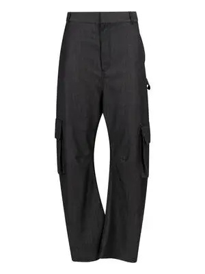 Balenciaga Barrel Leg Wool Cargo Pants - Blue