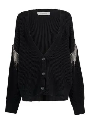 Sportmax Wool Cardigan With Rhinestone Embellishment - Black