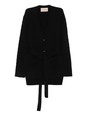 Valentino Garavani Belted Cable-knit Cashmere Cardigan - Black