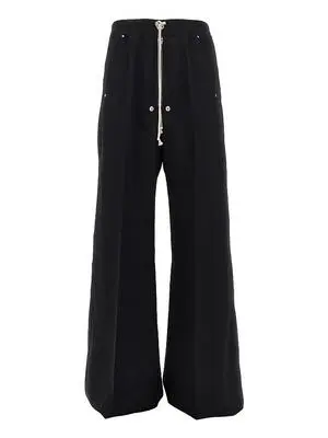 Rick Owens Wool Canvas Wide Leg Pants - Black