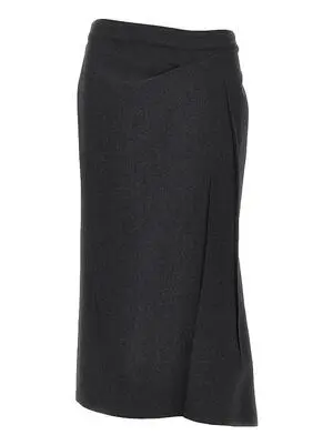 Victoria Beckham Pressed Flannel Midi Skirt - Gray
