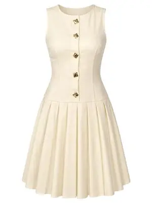 GIRL IN MIND Penelope Tailored Pleated Mini Dress - White