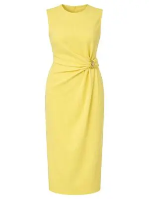 GIRL IN MIND Gold Buckle Wrap Detail Midi Dress - Yellow