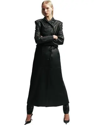 BARDOT BARDOT Liana Vegan Leather Double-Breasted Longline Coat