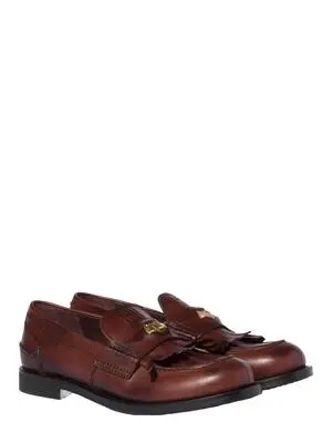 Miu Miu Leather Loafers - Coffee