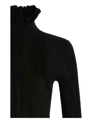 PATOU Ruffle-trim Ribbed Sweater - Black