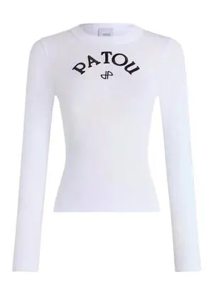 PATOU Logo Print Long Sleeve T-shirt - White