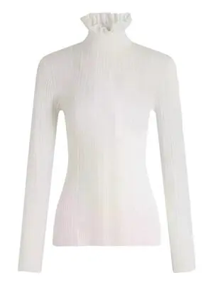PATOU Ruffle-trim Ribbed Sweater - Neutrals