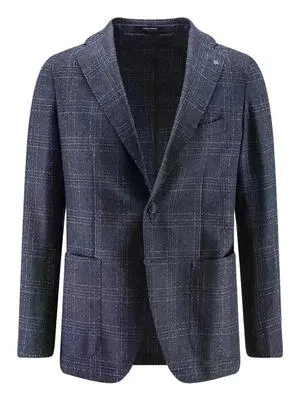 Tagliatore Check-pattern Single-breasted Blazer - Blue