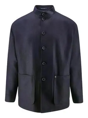 Tagliatore Mandarin-collar Patch-pocket Jacket - Blue