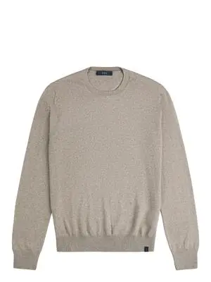 FAY FAY Crewneck Knit Sweater With Ribbed Details Kaki