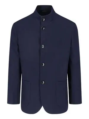 Giorgio Armani Stand Collar Button-front Jacket - Blue