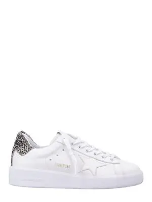 GOLDEN GOOSE GOLDEN GOOSE Leather Platform Sneaker With Star Detail And Animal Print Heel Tab White/black White