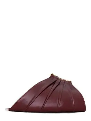 Saint Laurent Saint Laurent Almond Peep-Toe Mini Sandals With Cassandre Bronze-Tone Hardware Rosso