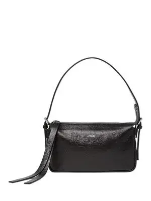 Fendi Crackled Leather Shoulder Bag - Nero