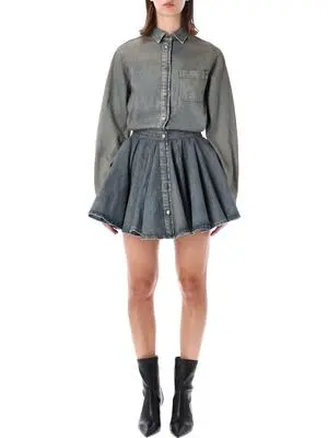 HAIKURE Denim Shirt Dress With Flared Skirt - Ziggy Silver Blue