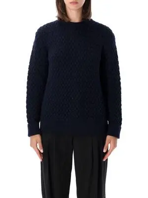 Bottega Veneta Textured Wool Crewneck Sweater - Blue