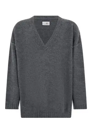 MAISON MARGIELA Oversized V-neck Sweater - Grey