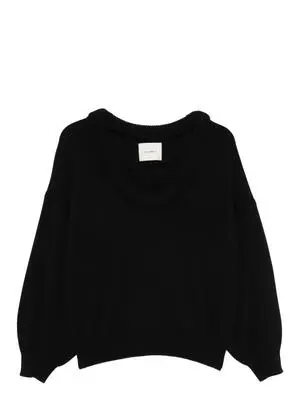 LISA YANG LISA YANG Off-Shoulder Cashmere Sweater With Ribbed Trim Nero
