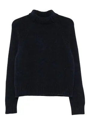 JUCCA Classic Turtleneck Sweater With Ribbed Trim - Navy