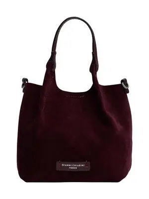 GIANNI CHIARINI Suede Shoulder Handbag - Burgundy
