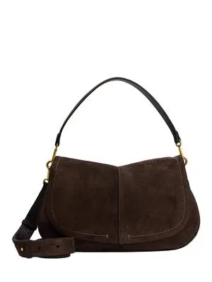 GIANNI CHIARINI Suede Shoulder Handbag With Adjustable Strap - Brown
