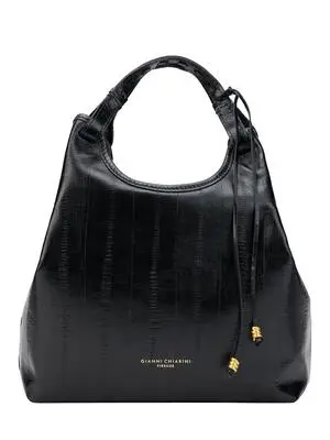 GIANNI CHIARINI Calfskin Hobo Shoulder Handbag - Black