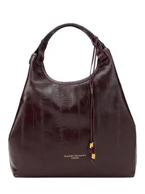 GIANNI CHIARINI Leather Hobo Handbag - Brown