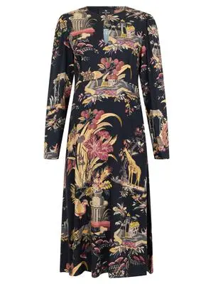 Etro Long Sleeve Floral Print Maxi Dress - Black