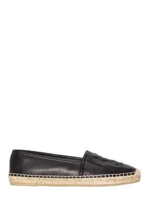 SAINT LAURENT SAINT LAURENT Leather Flat Espadrilles With Jute Midsole