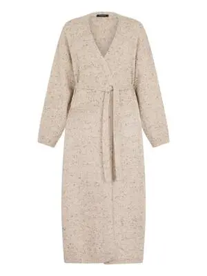 Fabiana Filippi Long V-neck Belted Cardigan - Beige