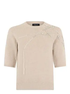 FABIANA FILIPPI FABIANA FILIPPI Short Sleeve Virgin Wool & Silk Blend Embellished Shirt