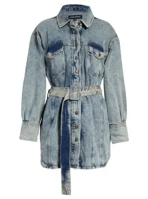Retrofete Belted Long Sleeve Denim Shirtdress - Ocean Side
