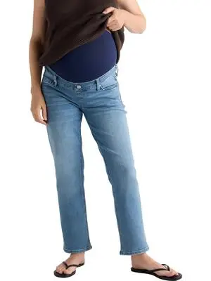 Quince Lila Stretch Maternity Straight Leg Jeans Seaside Blue