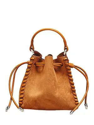 Anthropologie Faux-suede Whipstitch Satchel - Tan
