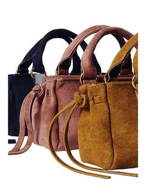 Anthropologie Faux-suede Mini Bag With Tassel Detailing - Dark Green