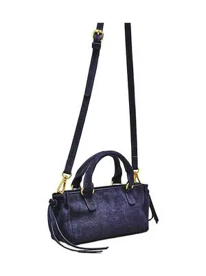 Anthropologie Faux-suede Mini Bag With Tassel Detailing - Navy