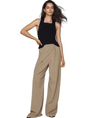 BAYSE Rue Draped Wide-leg Trousers - Dune