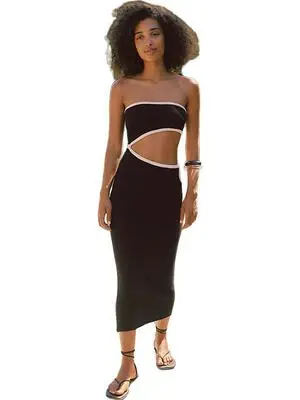 HONEST THE LABEL Nahla Cutout Midi Dress - Black