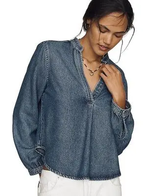 CLOTH & STONE Denim Henley Shirt - Nightfall Bay Wash