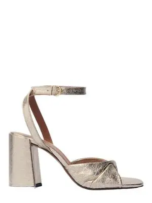 Maje Metallic Leather Heeled Sandals - Gold