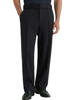 REISS Peshi Relaxed-fit Belted Pintuck Trousers - Navy