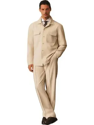 REISS Peshi Relaxed-fit Belted Pintuck Trousers - Stone