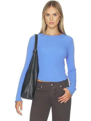 Free People Free People X We The Free Easy Does It Long Sleeve Tee Azure Blue