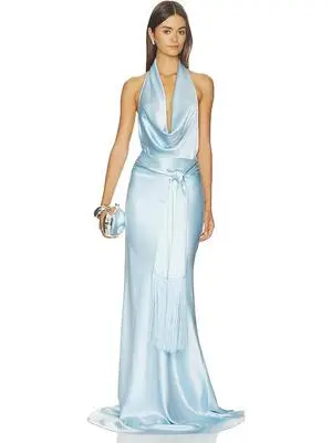 SAU LEE Sabina Satin Gown - Frost Blue
