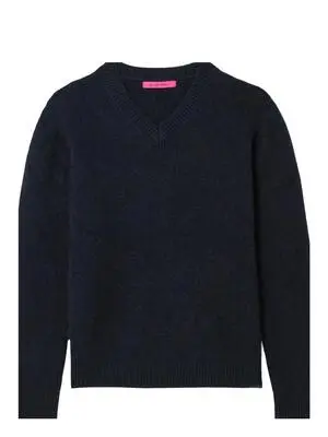 THE ELDER STATESMAN The Elder Statesman Brushed Cashmere V-Neck Sweater Blue